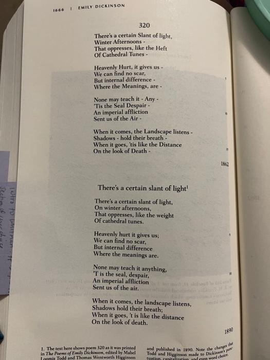 compare and analyze Emily Dickinson's original poem | Chegg.com