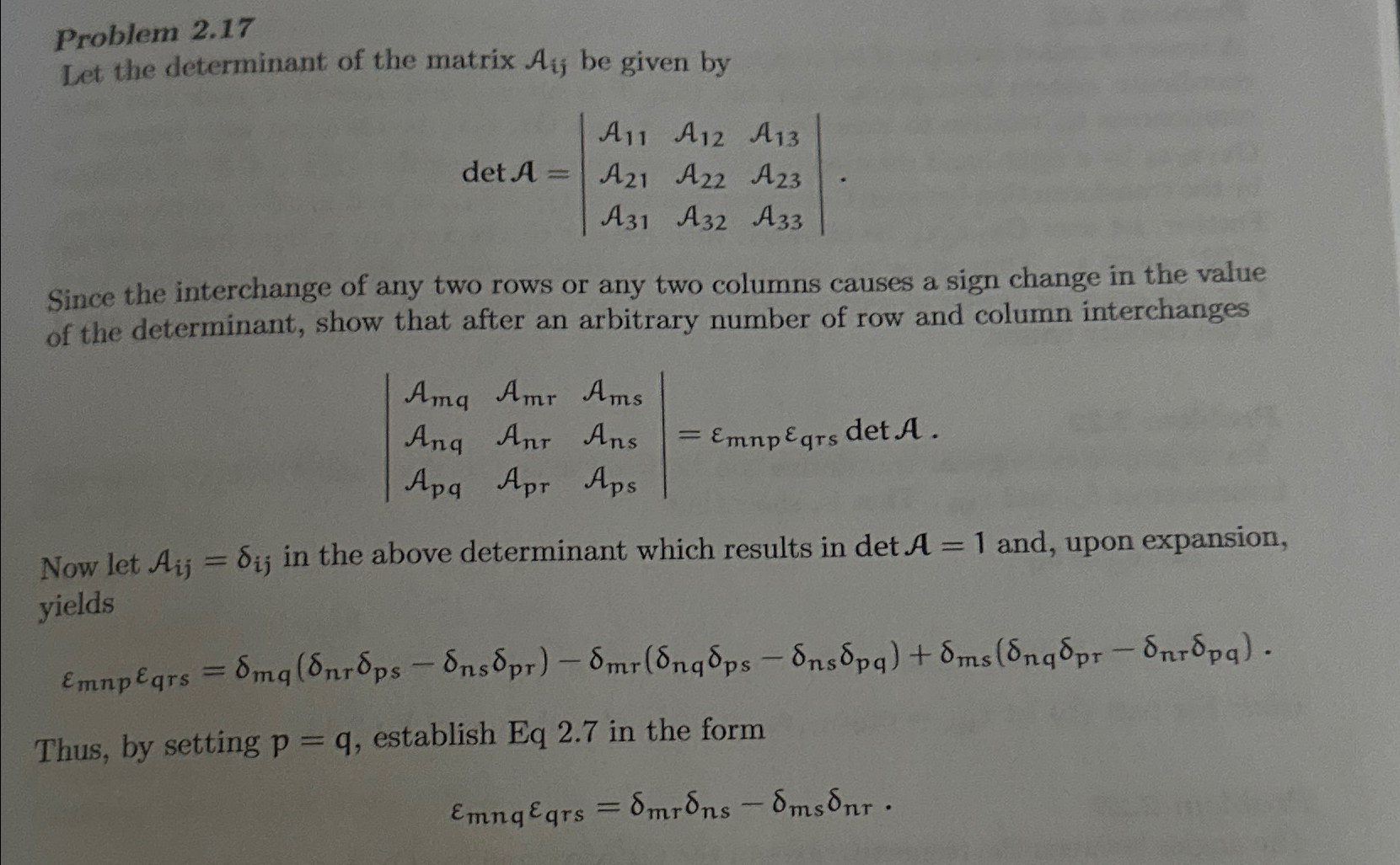 Solved Problem 2.17\\nLet the determinant of the matrix | Chegg.com