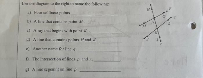 Solved a) Four collinear points b) A line that contains | Chegg.com
