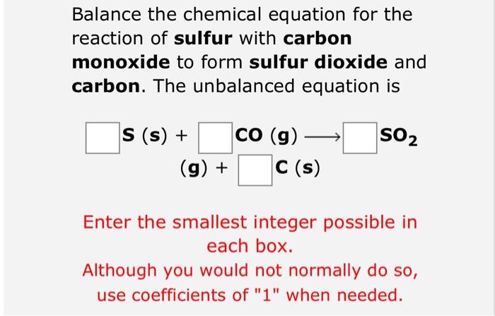 Solved Balance the chemical equation for the reaction of | Chegg.com
