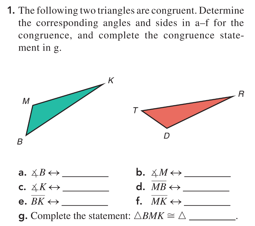Solved The following two triangles are congruent. Determine | Chegg.com