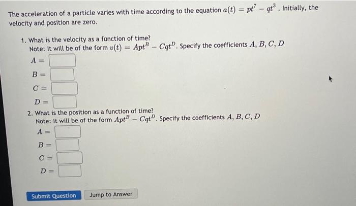 Solved The acceleration of a particle varies with time | Chegg.com