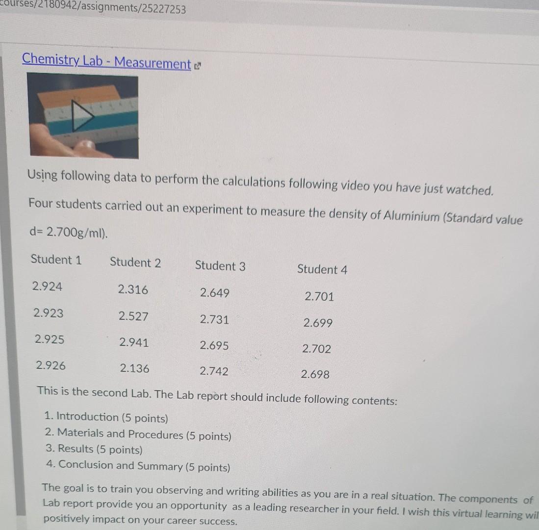 Solved Courses/2180942/assignments/25227253 Chemistry Lab - | Chegg.com