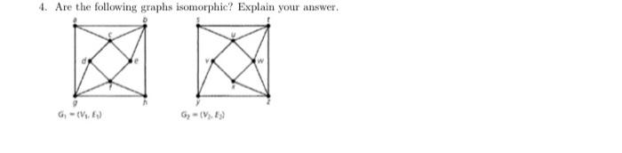 Solved 4. Are the following graphs isomorphic? Explain your | Chegg.com