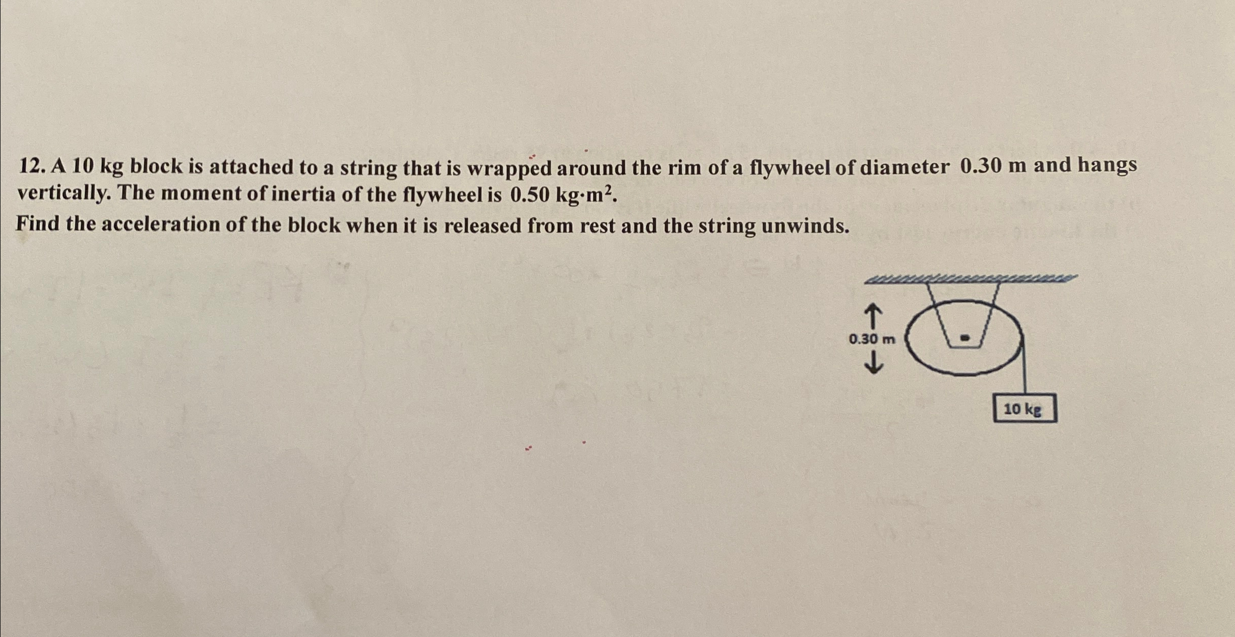 Solved A 10kg ﻿block is attached to a string that is wrapped | Chegg.com