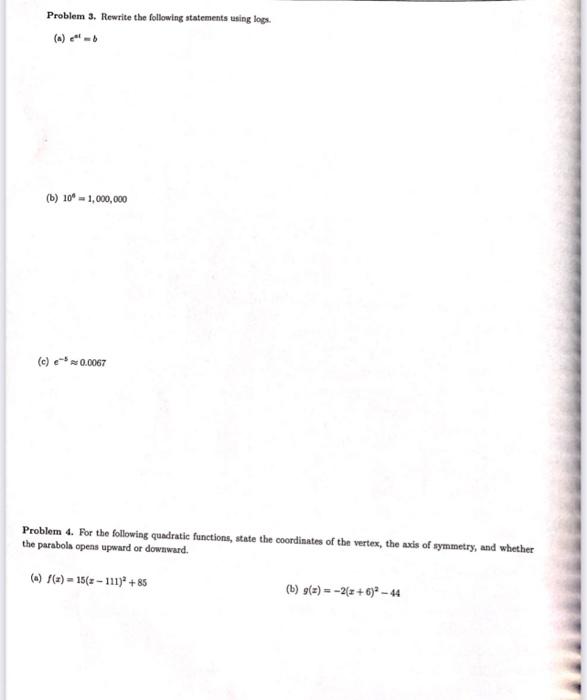 Solved Problem 3. Rewrite the following statements using | Chegg.com