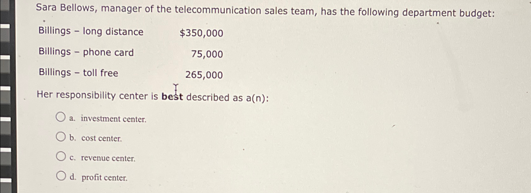 Solved Sara Bellows, manager of the telecommunication sales | Chegg.com
