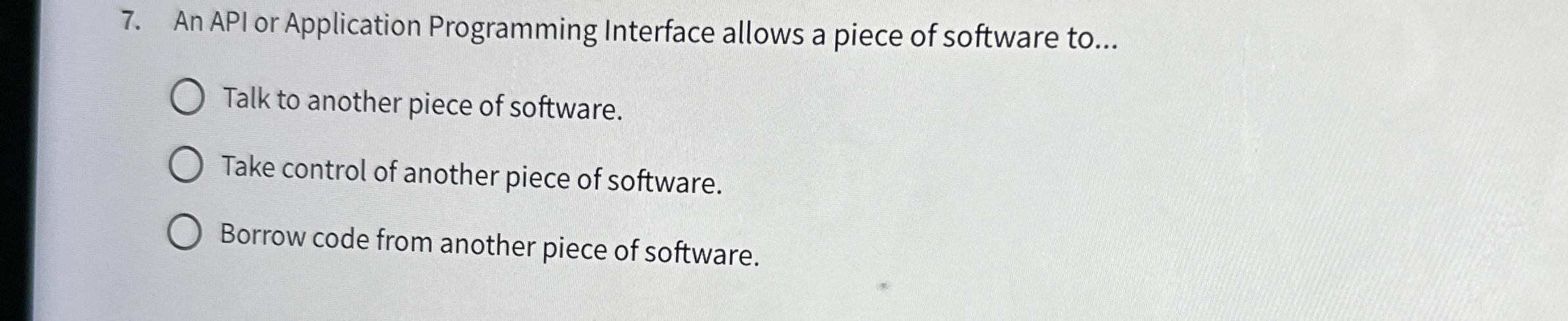 Solved An API or Application Programming Interface allows a | Chegg.com