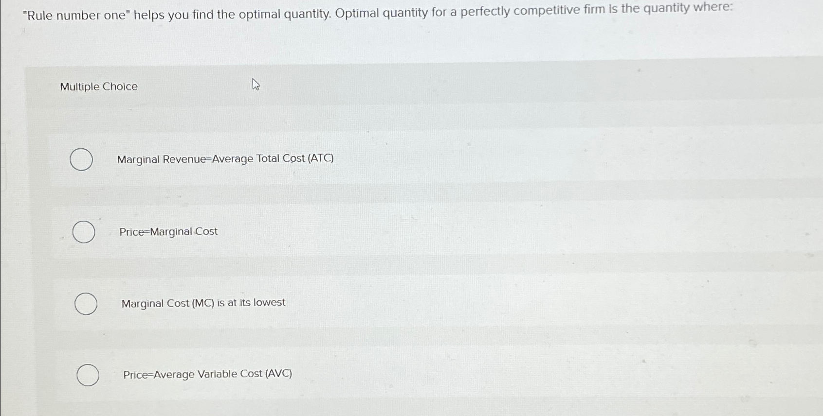 Solved "Rule number one" helps you find the optimal | Chegg.com