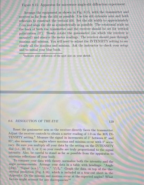 Figure 8.15: Apparatus for microwave single-slit | Chegg.com