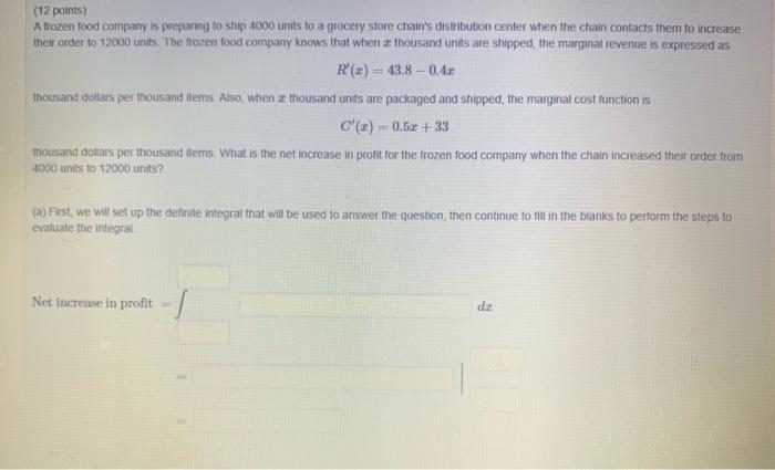 Solved (12points) A frozen food company is preparing to ship | Chegg.com