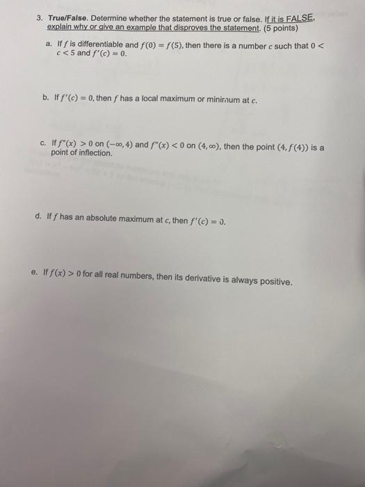 Solved 3. True/False. Determine whether the statement is | Chegg.com Solved 3. True/False. Determine whether the statement is | Chegg.com