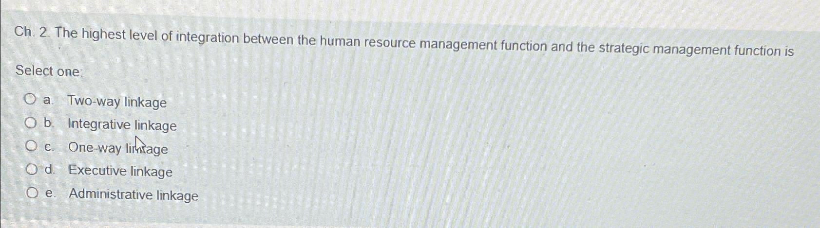 Solved Ch. 2. ﻿The highest level of integration between the | Chegg.com