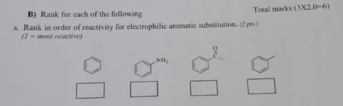 Solved B) ﻿Rank for each of the followingTotal marks )=(6a. | Chegg.com