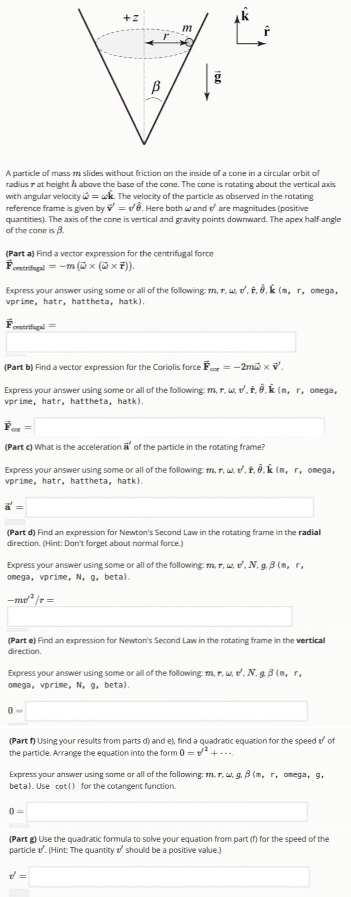 Solved A particle of mass m ﻿slides without friction on the | Chegg.com