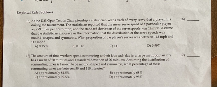 Solved Empirical Rule Problems 16) 16) At the US. Open | Chegg.com