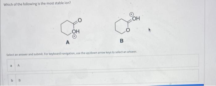 Solved Which of the following is the most stable ion? A E | Chegg.com