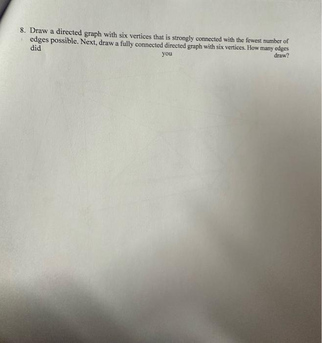Solved 8. Draw a directed graph with six vertices that is | Chegg.com