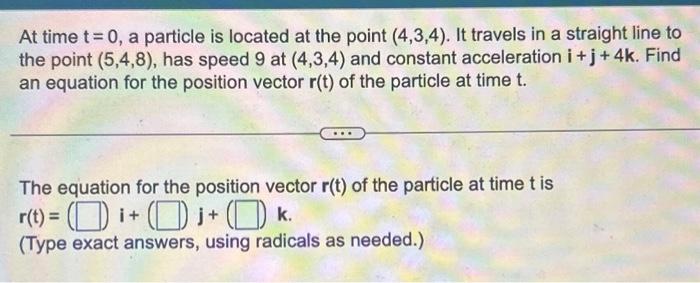 Solved At time t=0, a particle is located at the point | Chegg.com