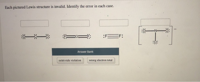 Solved Each pictured Lewis structure is invalid. Identify | Chegg.com