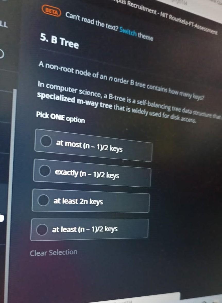 Solved (AFid) Cant read the text? switch theme 5. B Tree A | Chegg.com