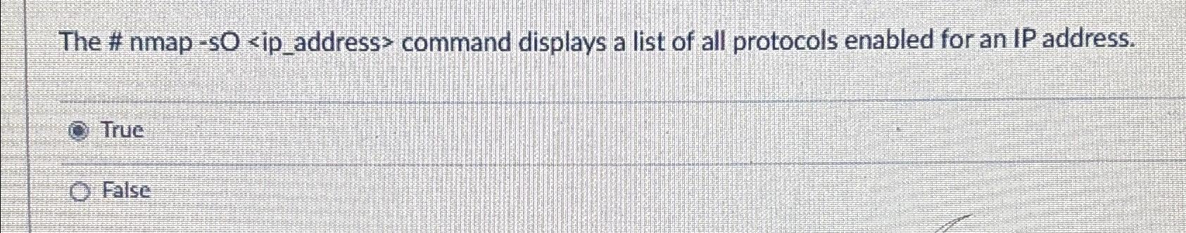 Solved The # nmap -sO | Chegg.com