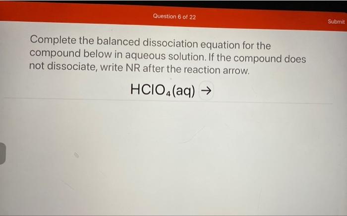 Solved COM Complete the balanced dissociation equation for | Chegg.com