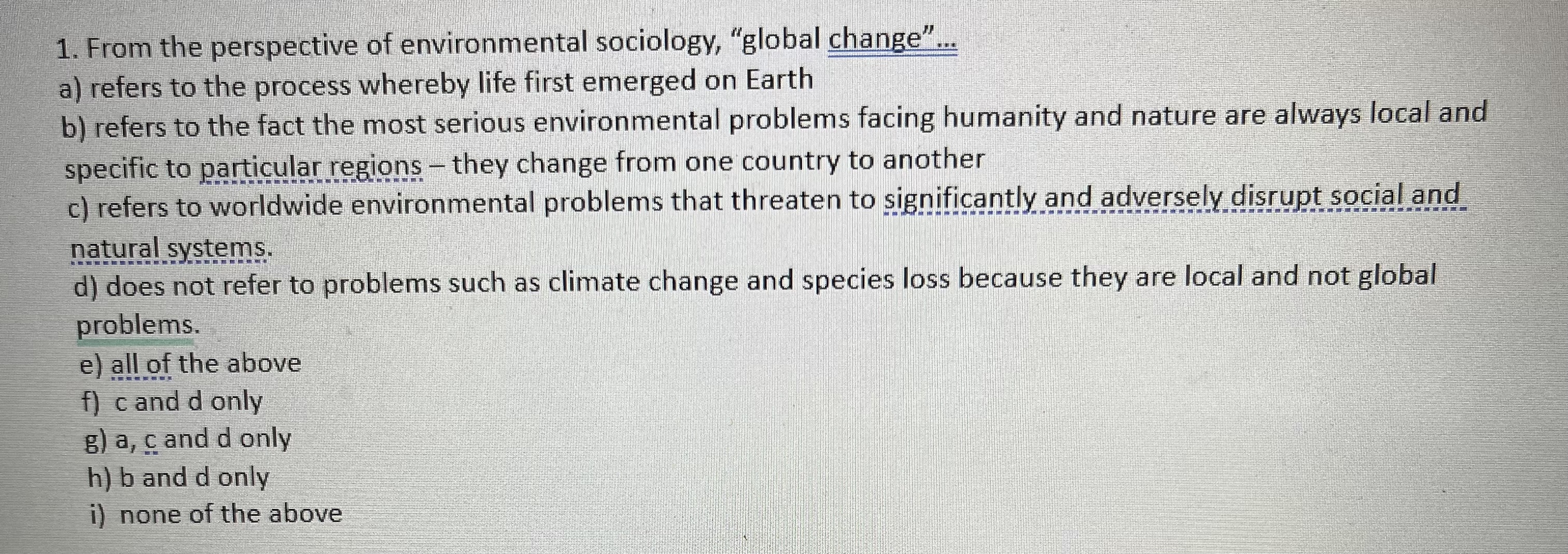 Solved From the perspective of environmental sociology, | Chegg.com