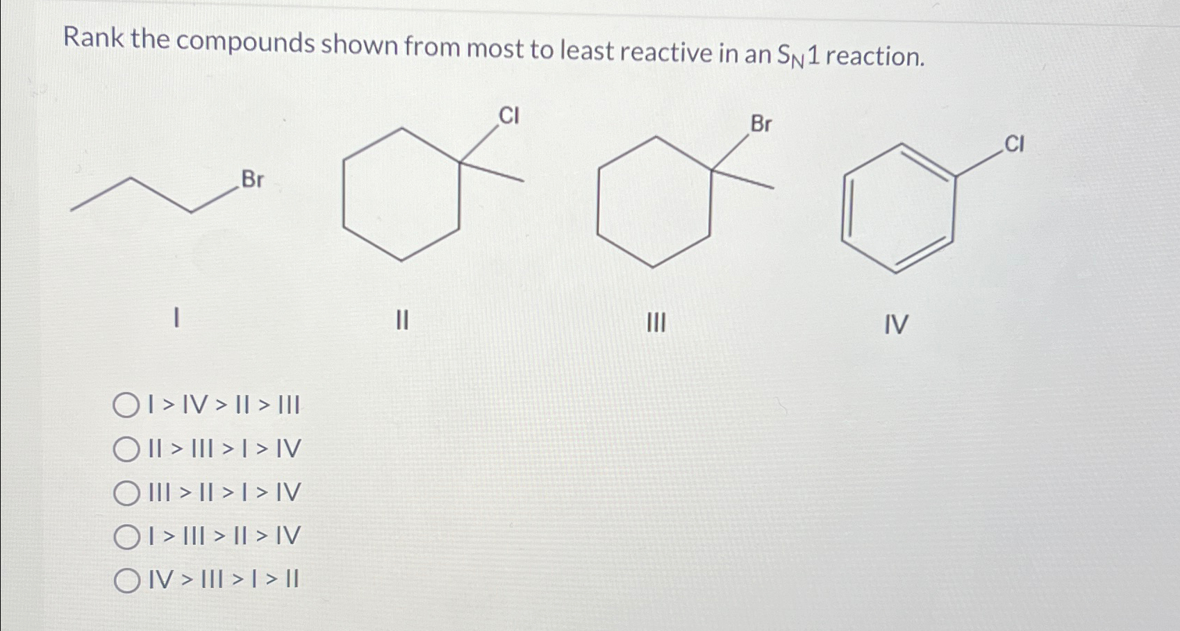 Solved Rank the compounds shown from most to least reactive | Chegg.com