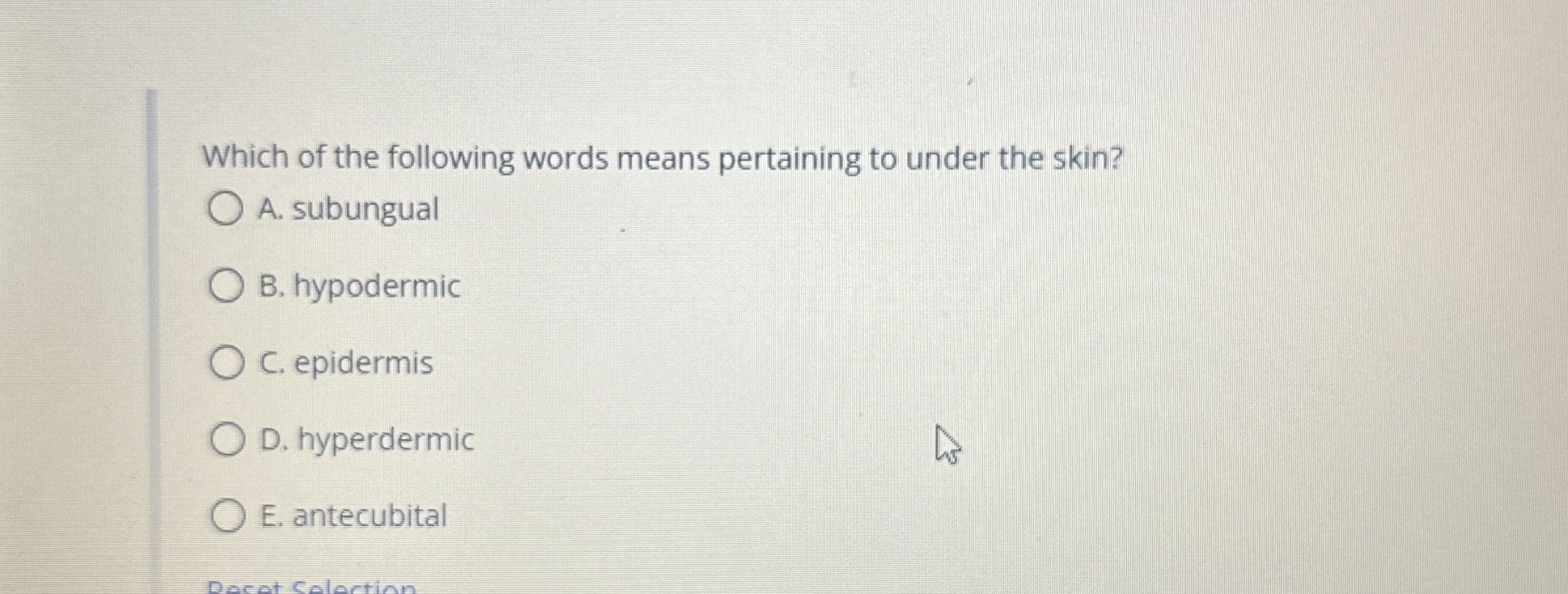 Solved Which of the following words means pertaining to | Chegg.com