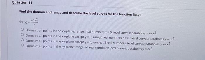 Solved Find the domain and range and describe the level | Chegg.com