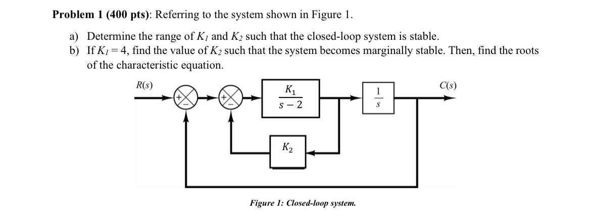 Solved Problem 1 (400 ﻿pts): Referring to the system shown | Chegg.com