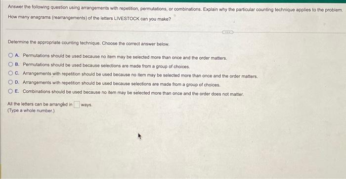 Solved Answer the following question using arrangements with | Chegg.com