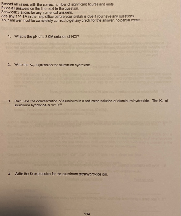 Solved Record all values with the correct number of | Chegg.com