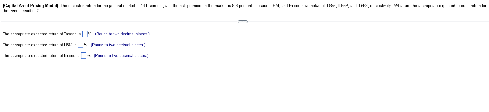 Solved the three securities?The appropriate expected return | Chegg.com