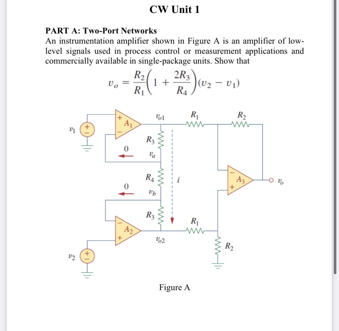 Solved CW Unit 1PART A: Two-Port NetworksAn instrumentation | Chegg.com
