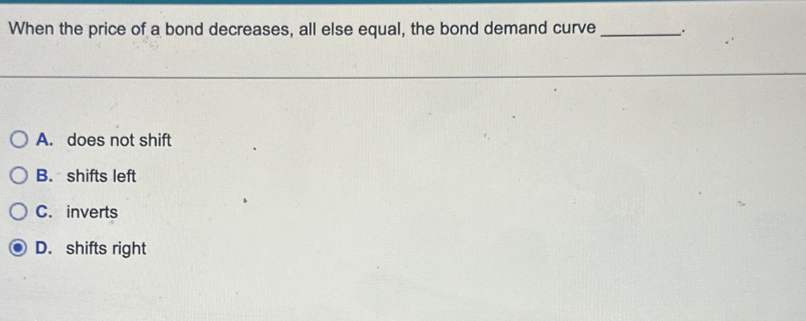 Solved When the price of a bond decreases, all else equal, | Chegg.com