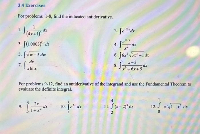 Solved #6 and #123.4 Exercises For problems 1-8, find the | Chegg.com
