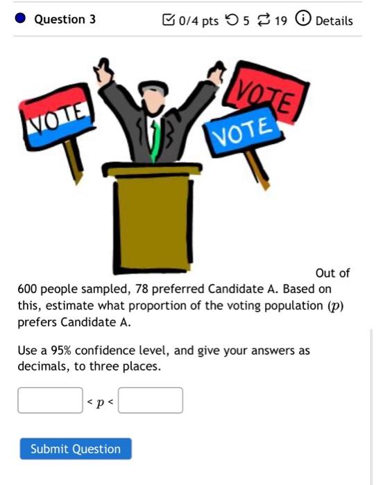 Solved 600 people sampled, 78 preferred Candidate A. Based | Chegg.com