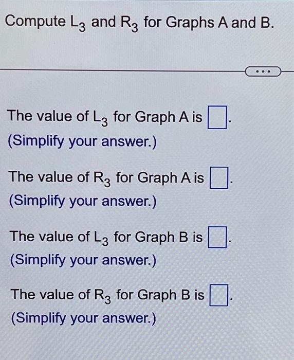 Solved Compute L3 and R3 for Graphs A and B. The value of L3 | Chegg.com