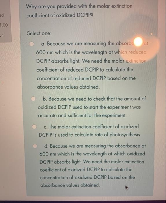 Solved Why are you provided with the molar extinction | Chegg.com