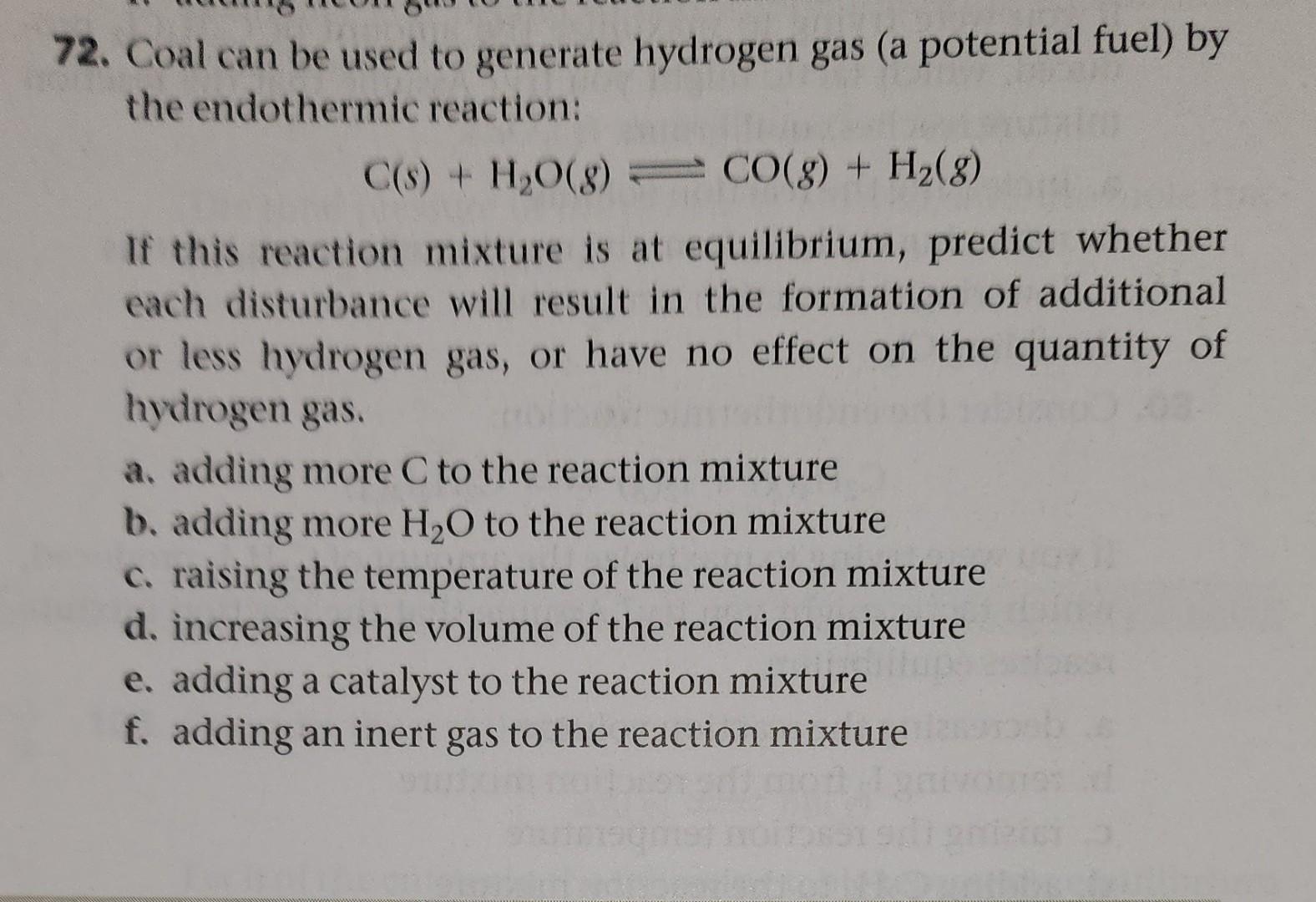 Solved 2. Coal can be used to generate hydrogen gas (a | Chegg.com