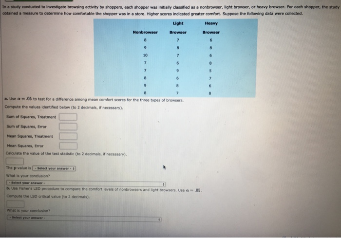 Solved In a study conducted to investigate browsing activity | Chegg.com