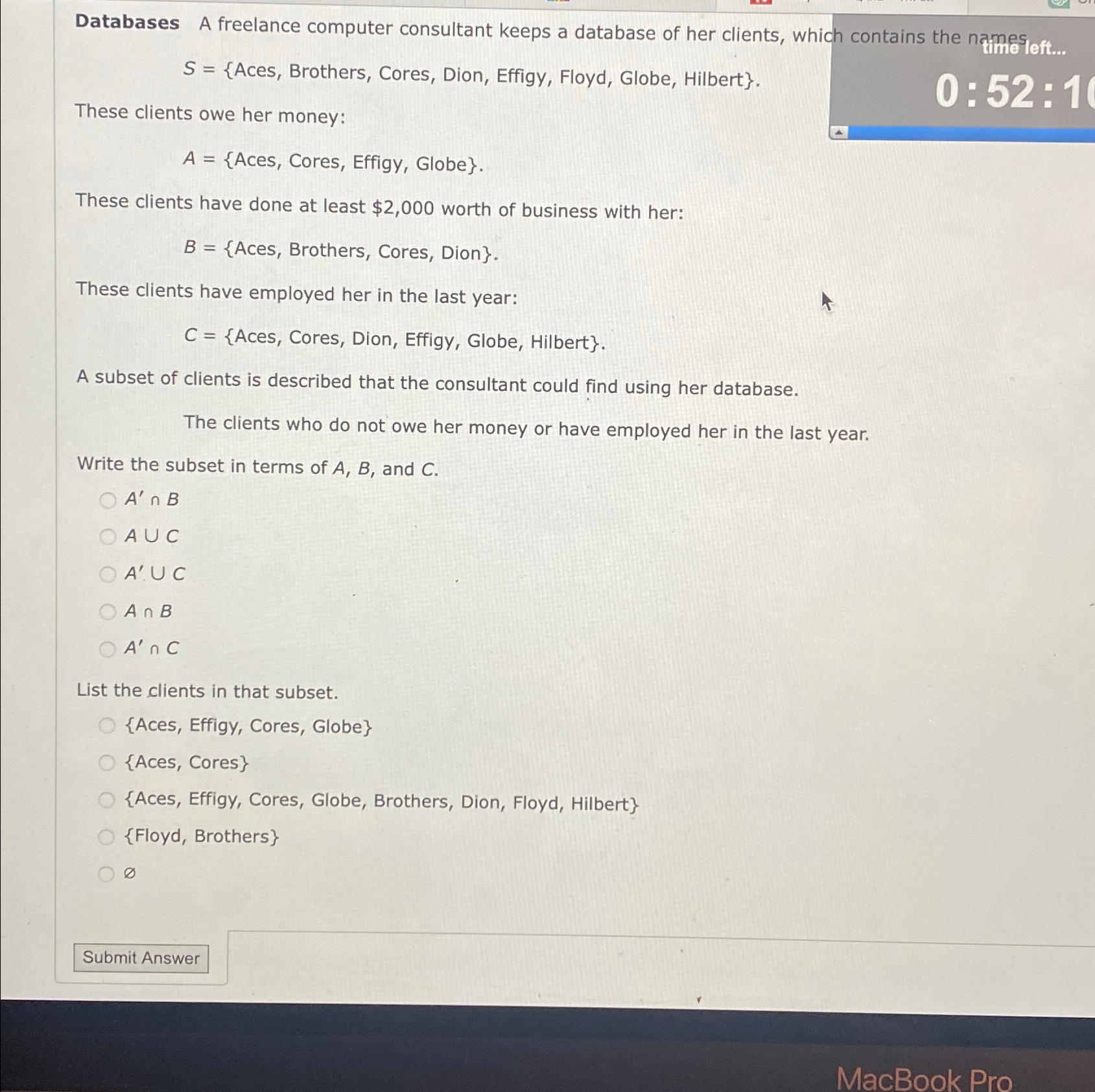 Solved Databases A freelance computer consultant keeps a | Chegg.com