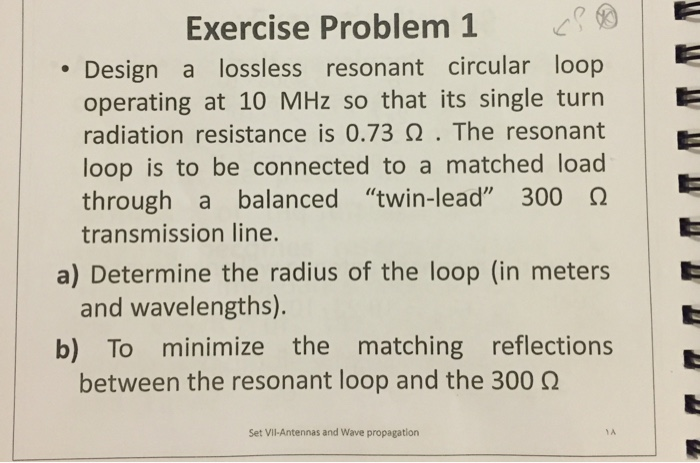 Solved Exercise Problem 1 CSⓇ • Design a lossless resonant | Chegg.com