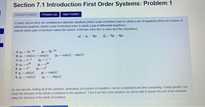 Solved Section 7 1 Introduction First Order Systems Problem