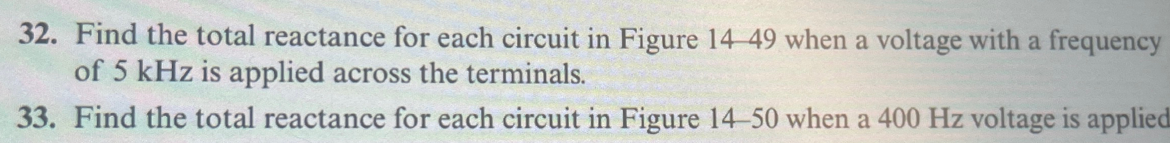 Find the total reactance for each circuit in Figure | Chegg.com