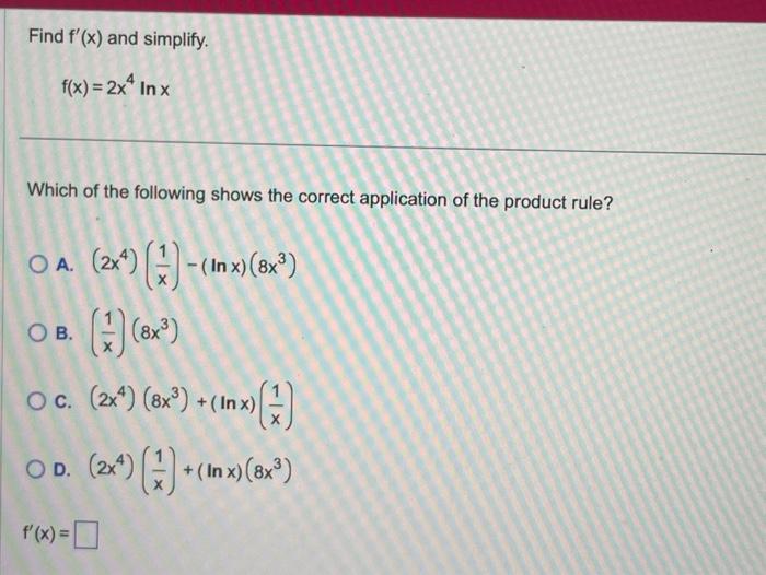 Solved Find \\( f^{\\prime}(x) \\) and simplify. \\[ f(x)=2 | Chegg.com