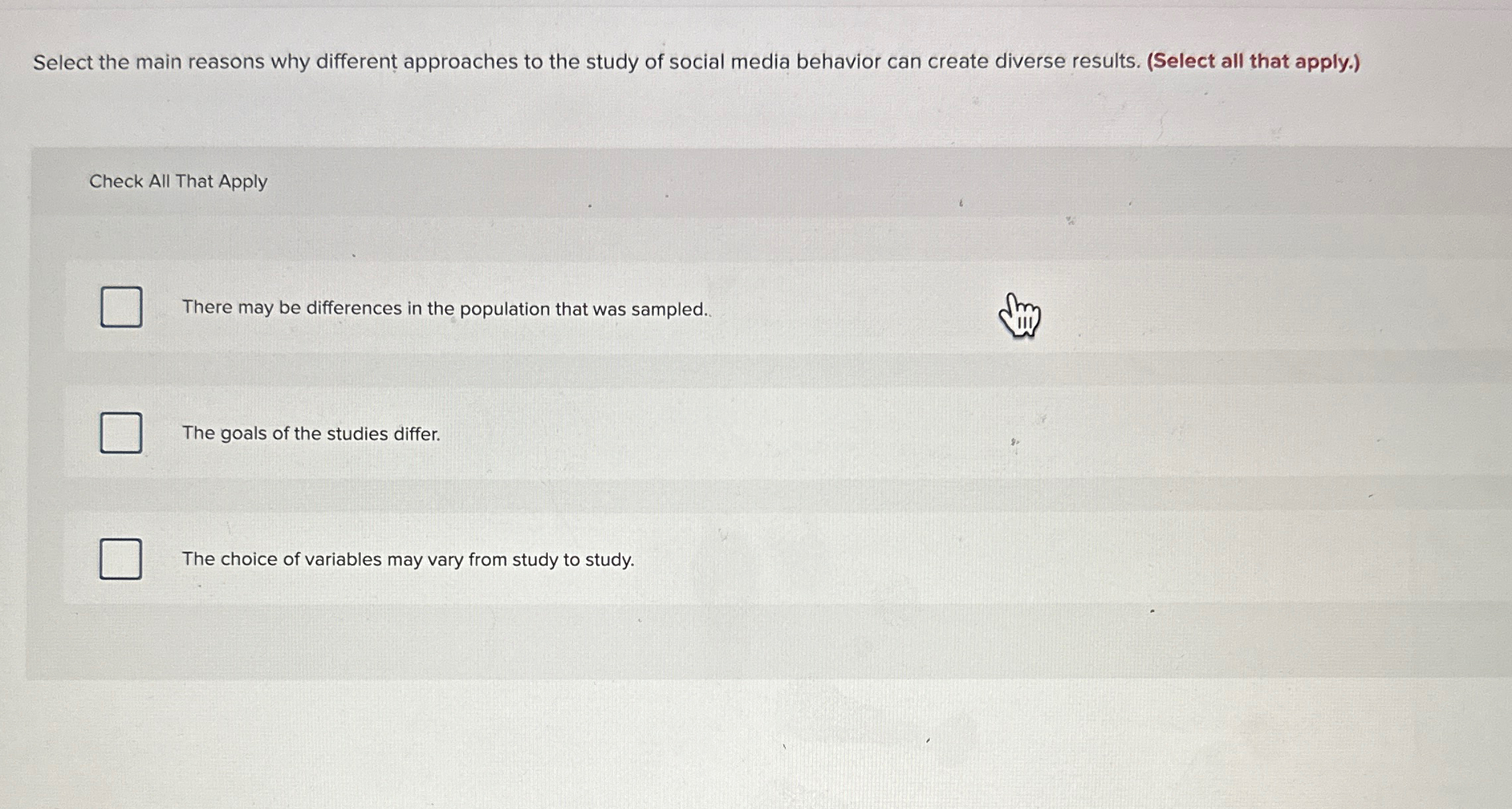 Solved Select the main reasons why different approaches to | Chegg.com
