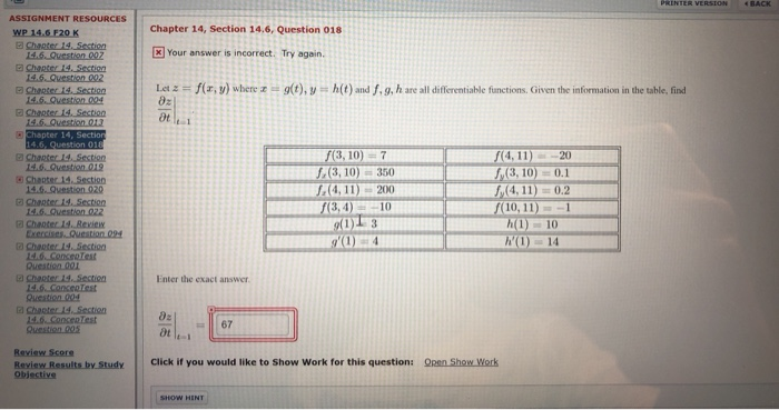 Solved PRINTER VERSION 4 BACK Chapter 14, Section 14.6, | Chegg.com